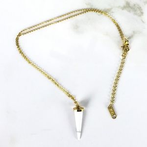 Jewelry | Dashing Gold Over Ss White Spike Marble Pendant | Poshmark